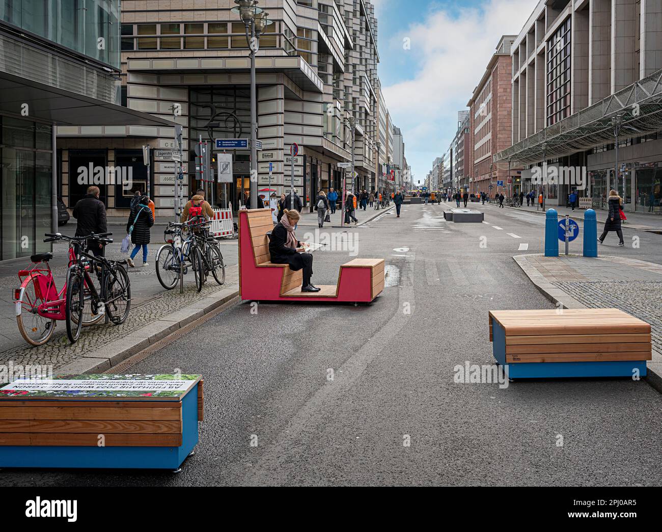 Fahrradstrasse, Friedrichstrasse traffic project, Berlin, Germany Stock ...