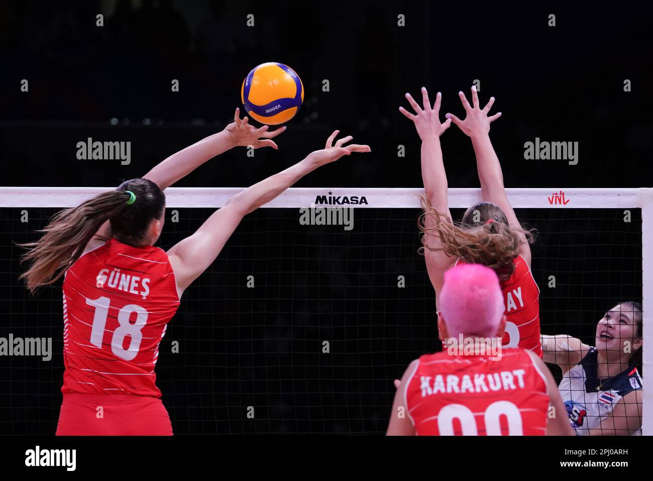 ANKARA, TURKIYE - JULY 14, 2022: Gunes Zehra and Ozbay Cansu in action ...