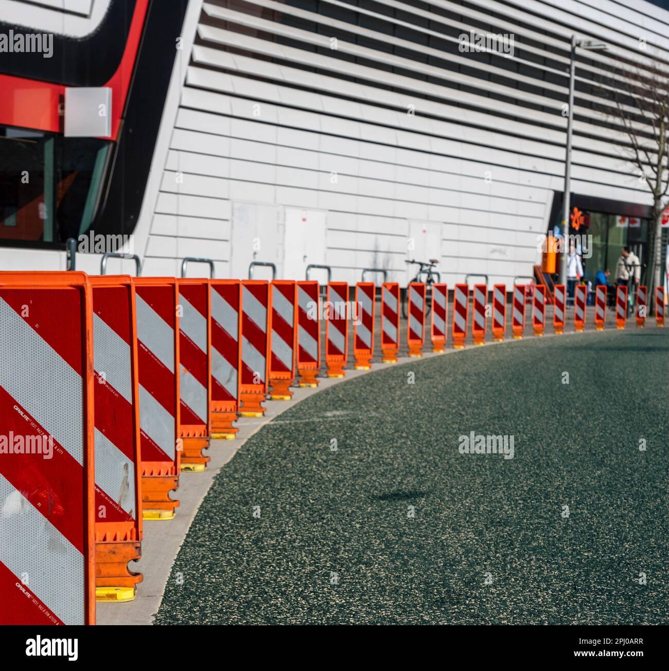 Special use in road traffic, lanes protected with warning beacons for ...