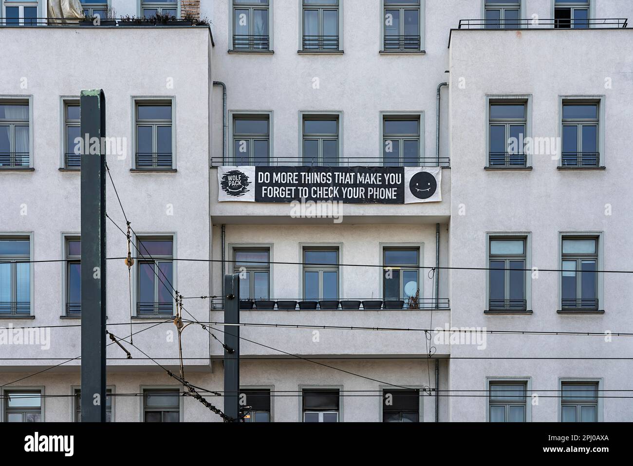 Poster with slogan, Friedrichshain, Berlin, Germany Stock Photo - Alamy