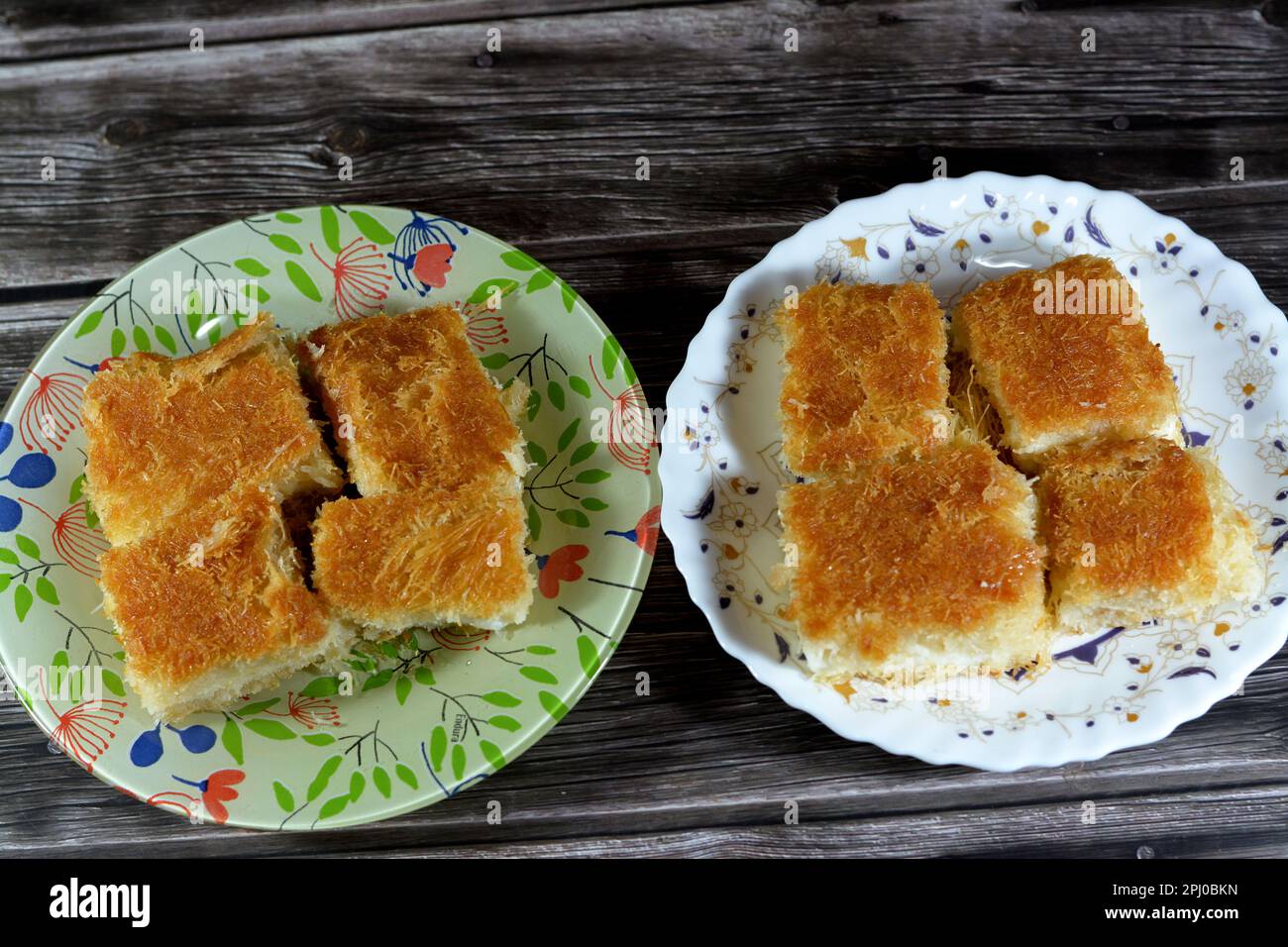 A traditional middle eastern dessert Knafeh Konafa made with spun ...