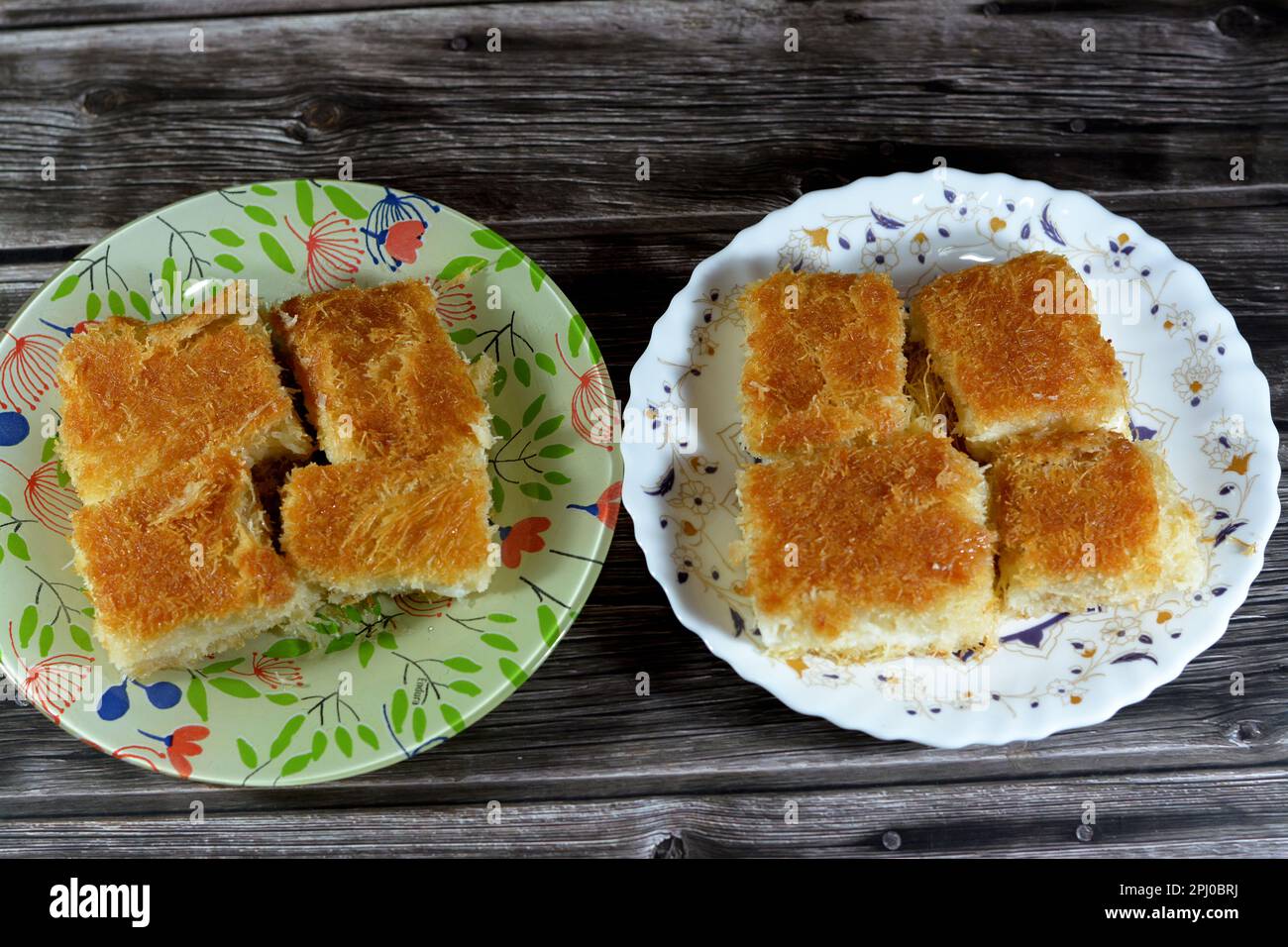A traditional middle eastern dessert Knafeh Konafa made with spun ...