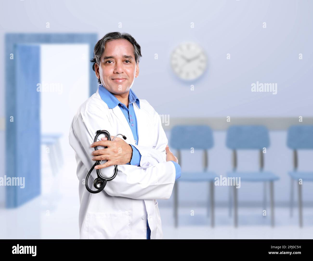 Indian Doctor with Stethoscope and Hospital in the Background Stock ...