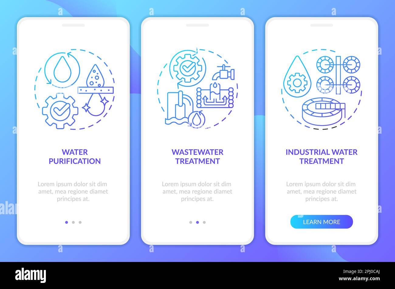 Water treatment blue gradient onboarding mobile app screen Stock Vector ...
