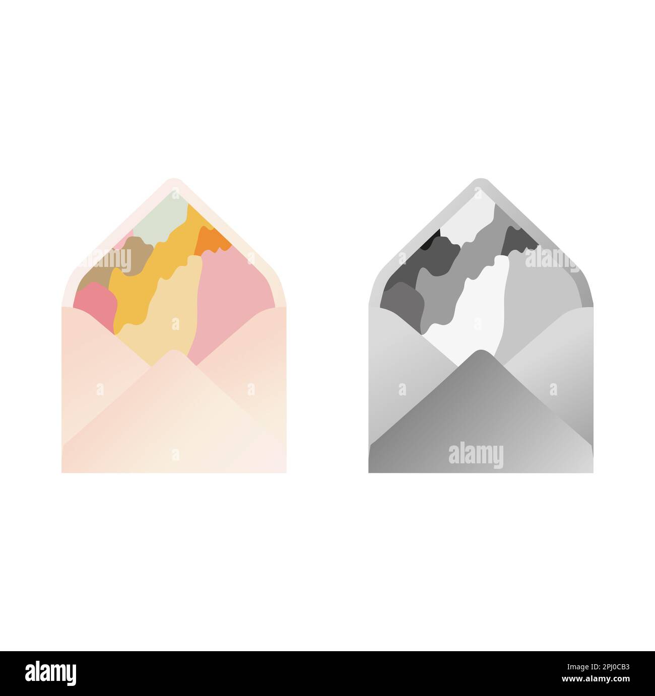 Post card and envelope, vector illustration postal letters with ...