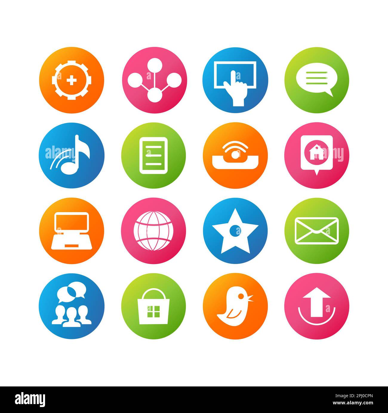 Icon set of popular social applications with rounded corners. Social ...
