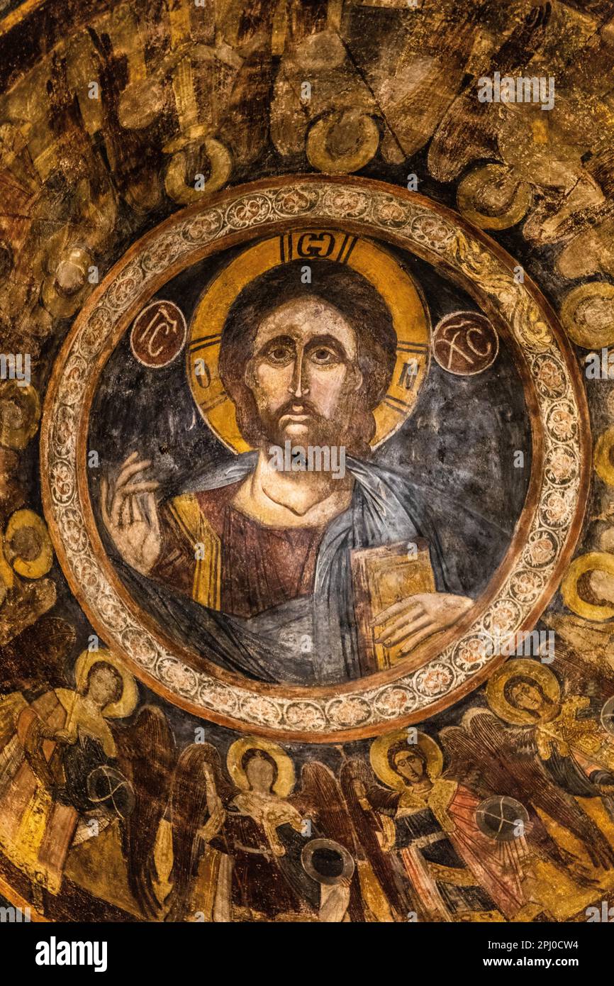 Christ Pantocrator, cross-domed church of Kimissis tis Theotokou with ...