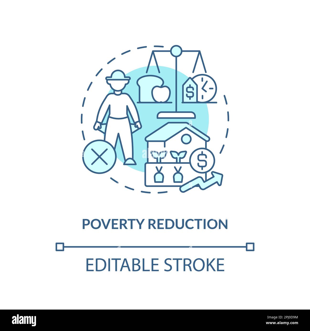 Poverty reduction turquoise concept icon Stock Vector Image & Art - Alamy