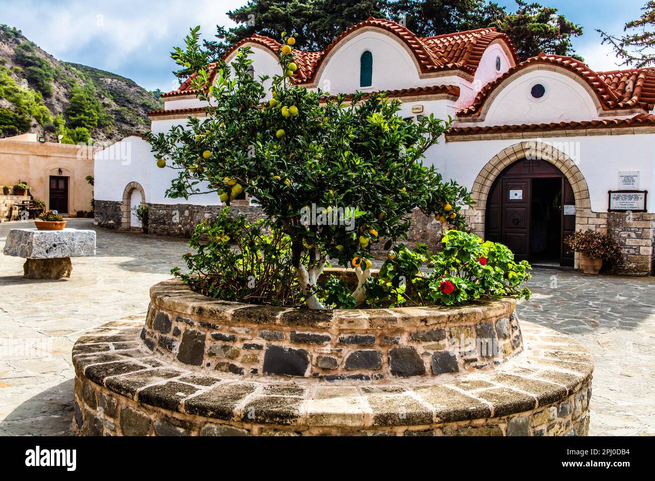 Moni Skiadi Monastery near Mesanagros, 13th century cross-domed church ...
