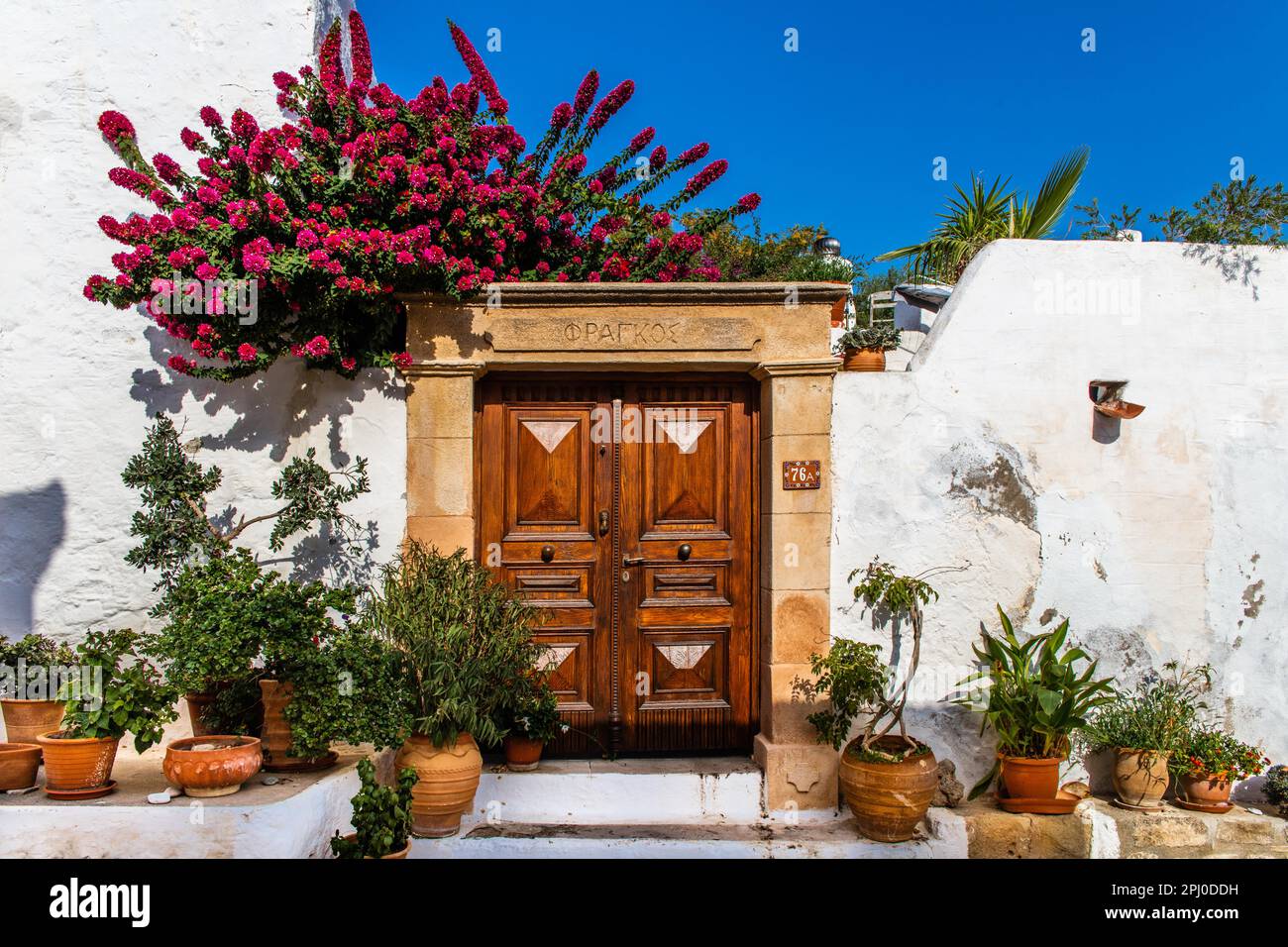 Lachania village, a jewel of the island with small streets, whitewashed ...