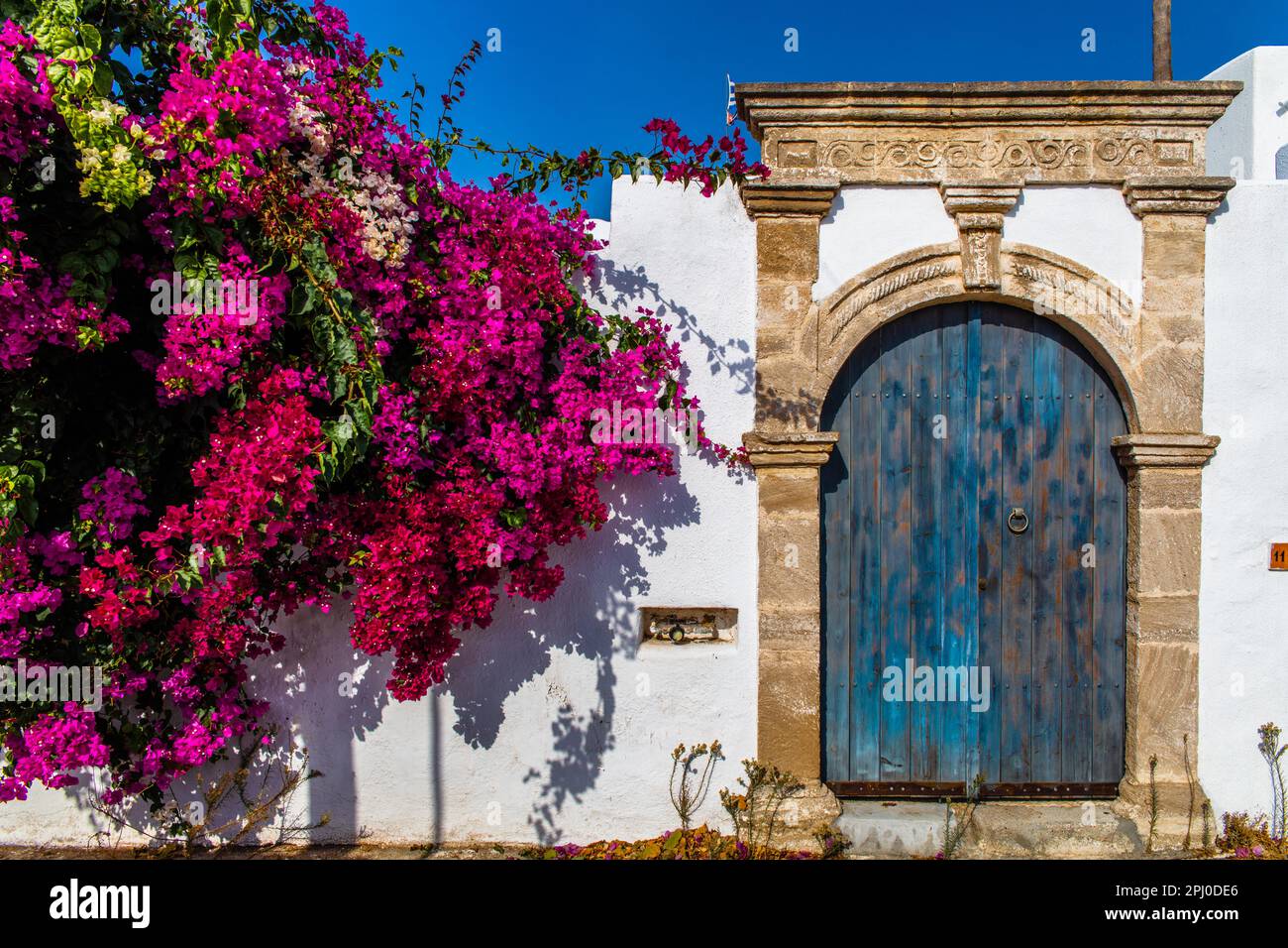 Lachania village, a jewel of the island with small streets, whitewashed ...