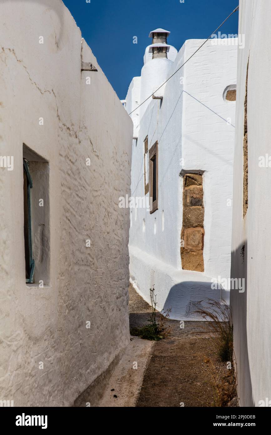 Lachania village, a jewel of the island with small streets, whitewashed ...