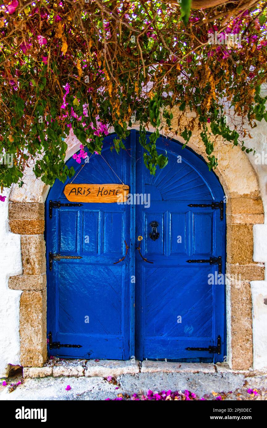 Lachania village, a jewel of the island with small streets, whitewashed ...