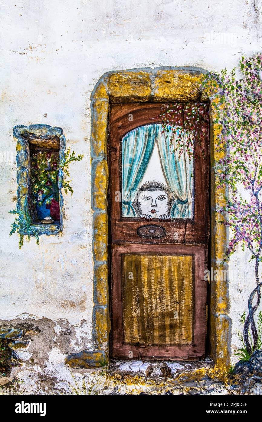Street art, Lachania village, a gem of an island with small alleys ...