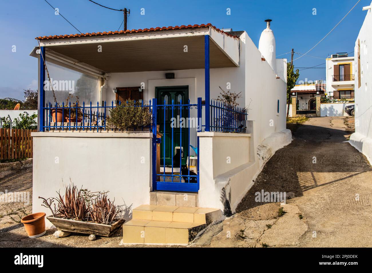 Lachania village, a jewel of the island with small streets, whitewashed ...