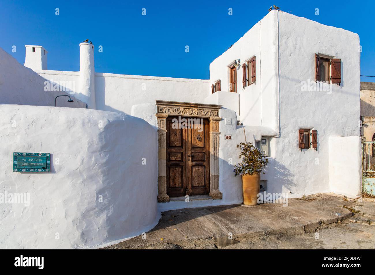 Lachania village, a jewel of the island with small streets, whitewashed ...