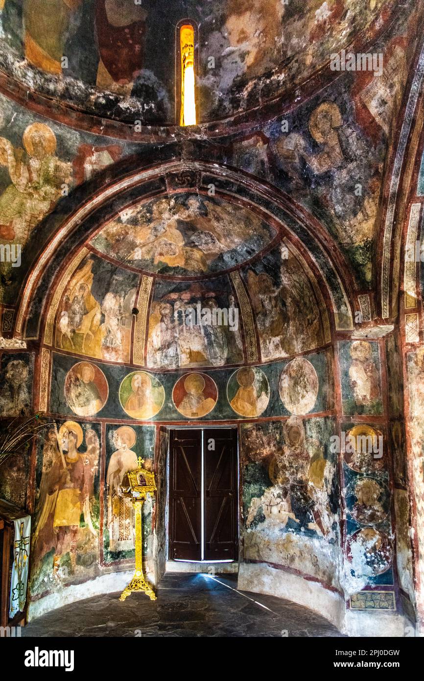 Frescoes of the Byzantine Chapel of Agios Nikolaos Fountoukli, one of ...