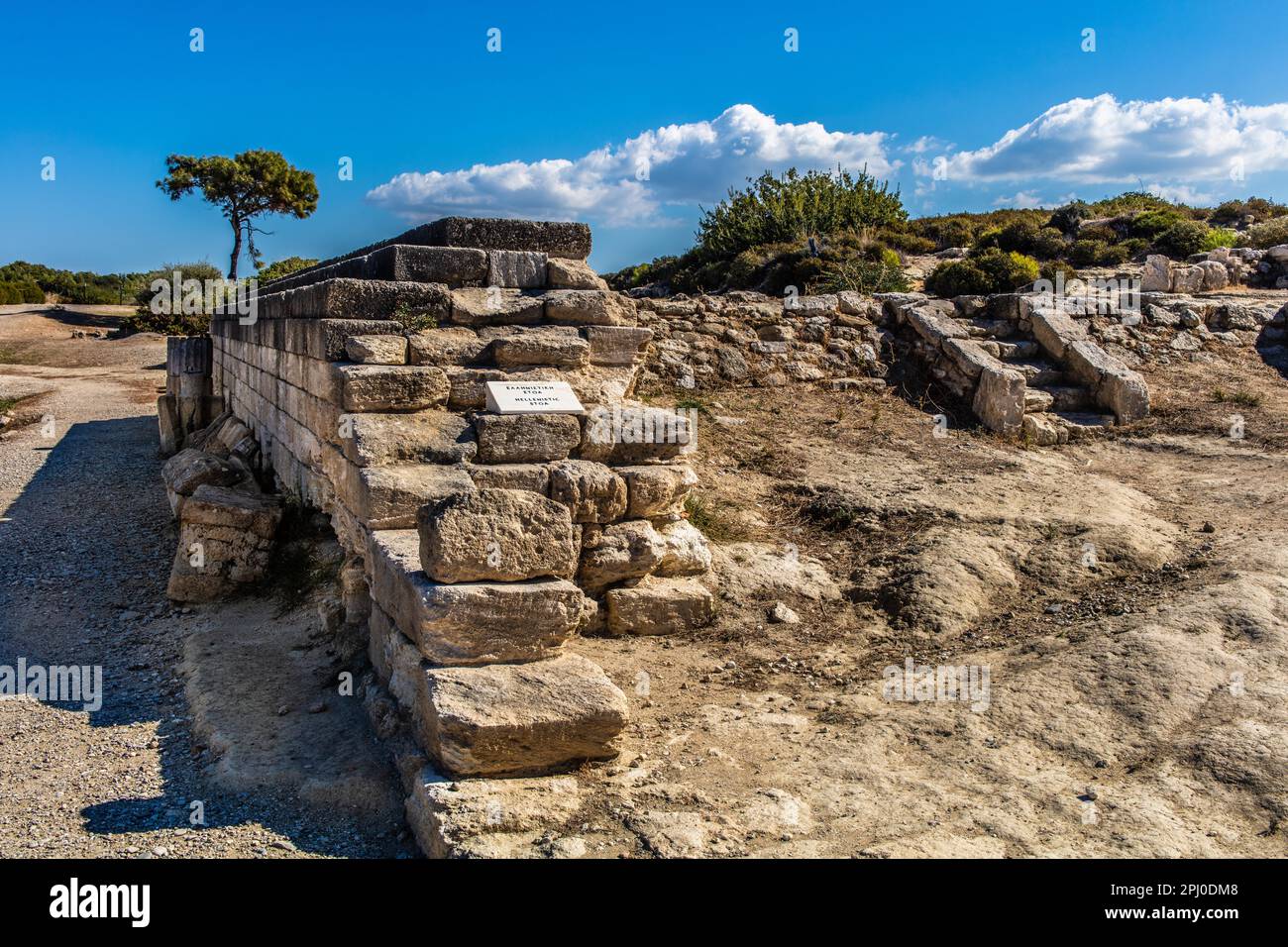 Stoa on the Acropolis, ancient Kamiros extends terraced over three ...