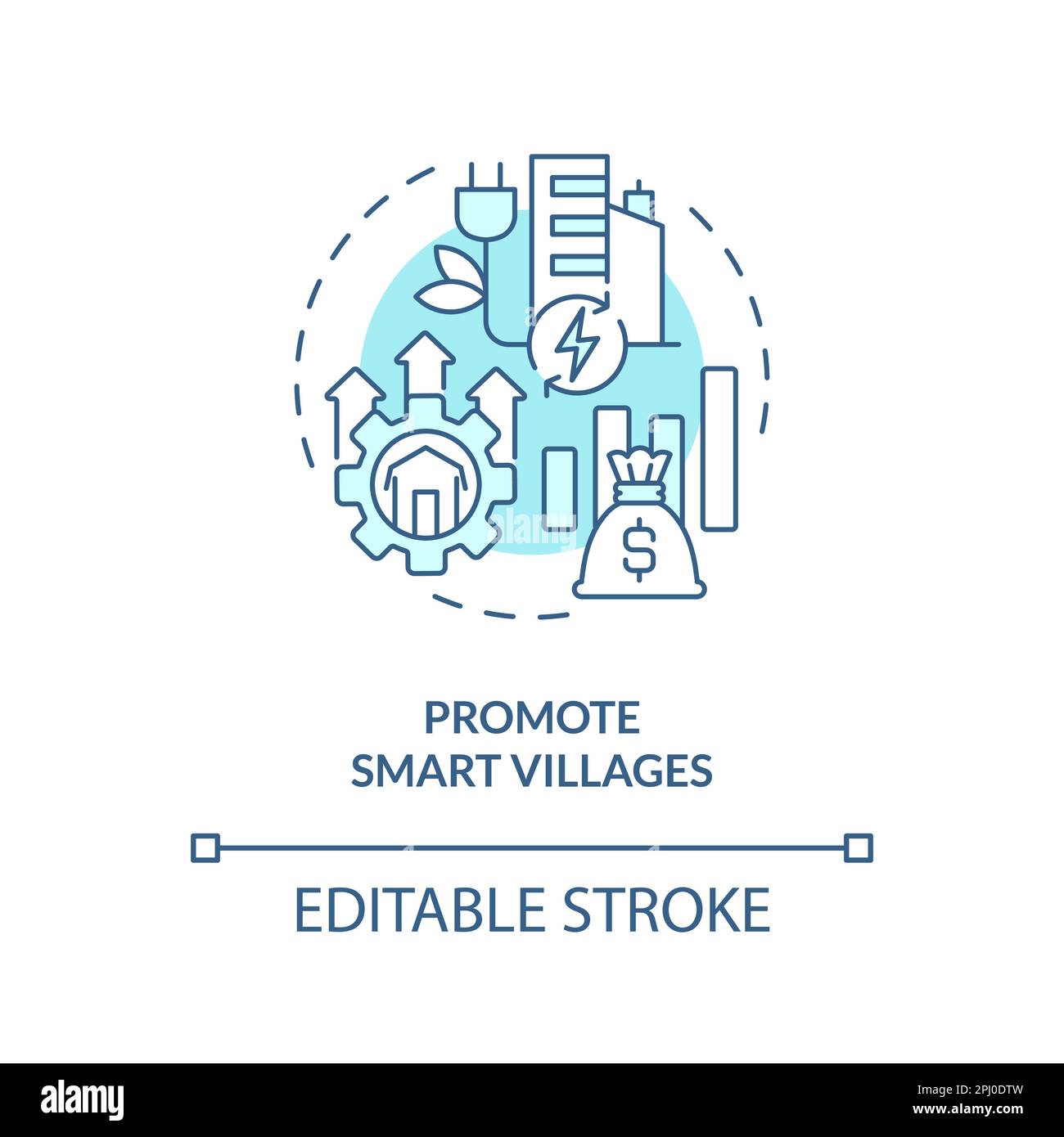 Promote smart villages turquoise concept icon Stock Vector Image & Art - Alamy