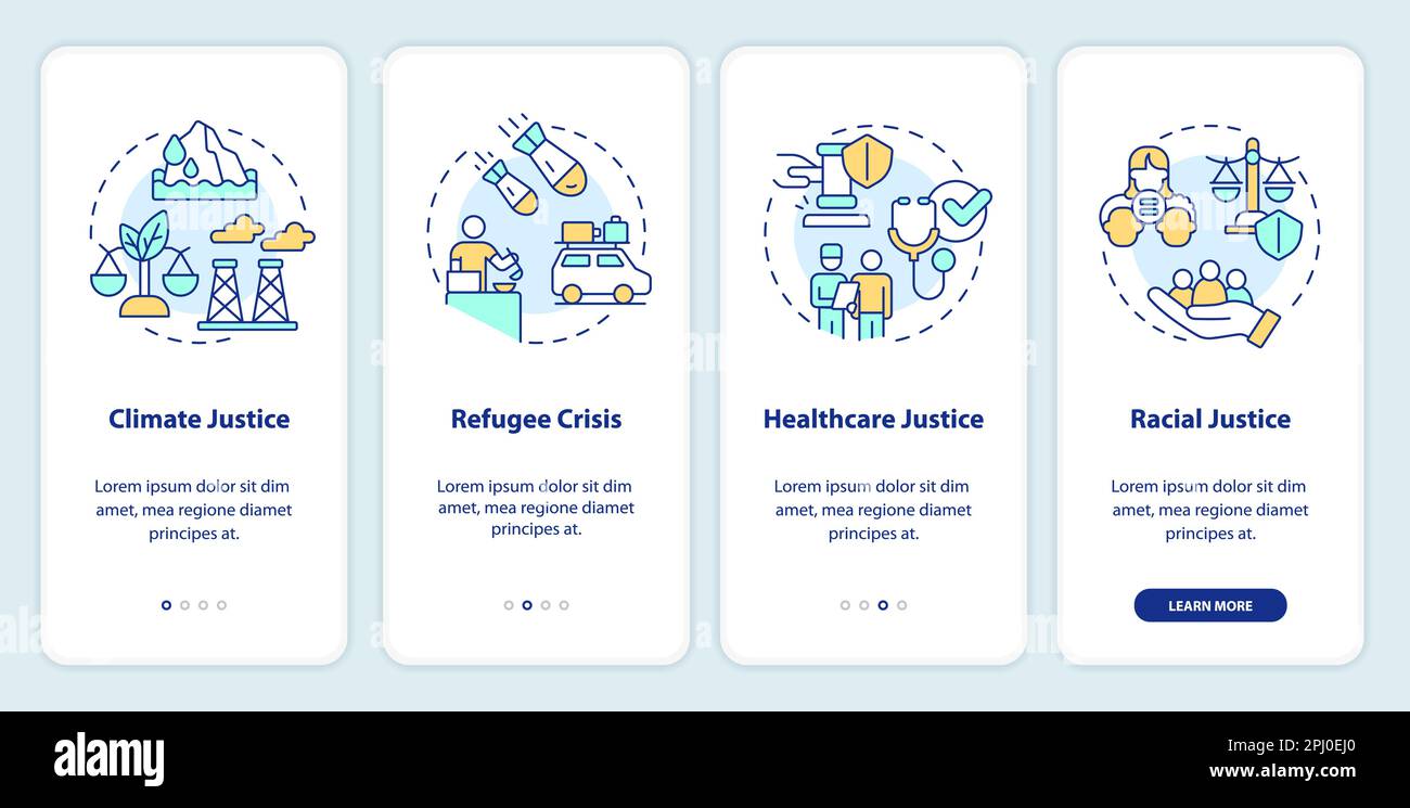 Social justice examples onboarding mobile app screen Stock Vector Image ...