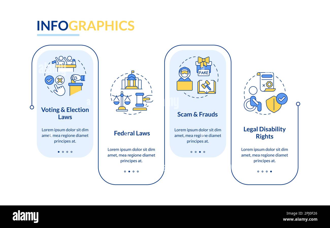 Laws and legal matters blue rectangle infographic template Stock Vector ...