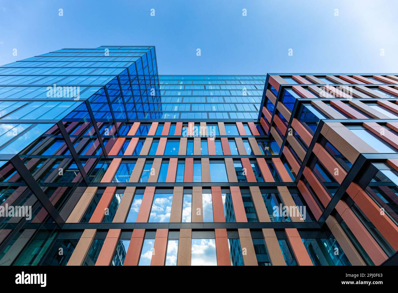 Wroclaw, Poland - June 2022: Upward view of a tall and modern office ...