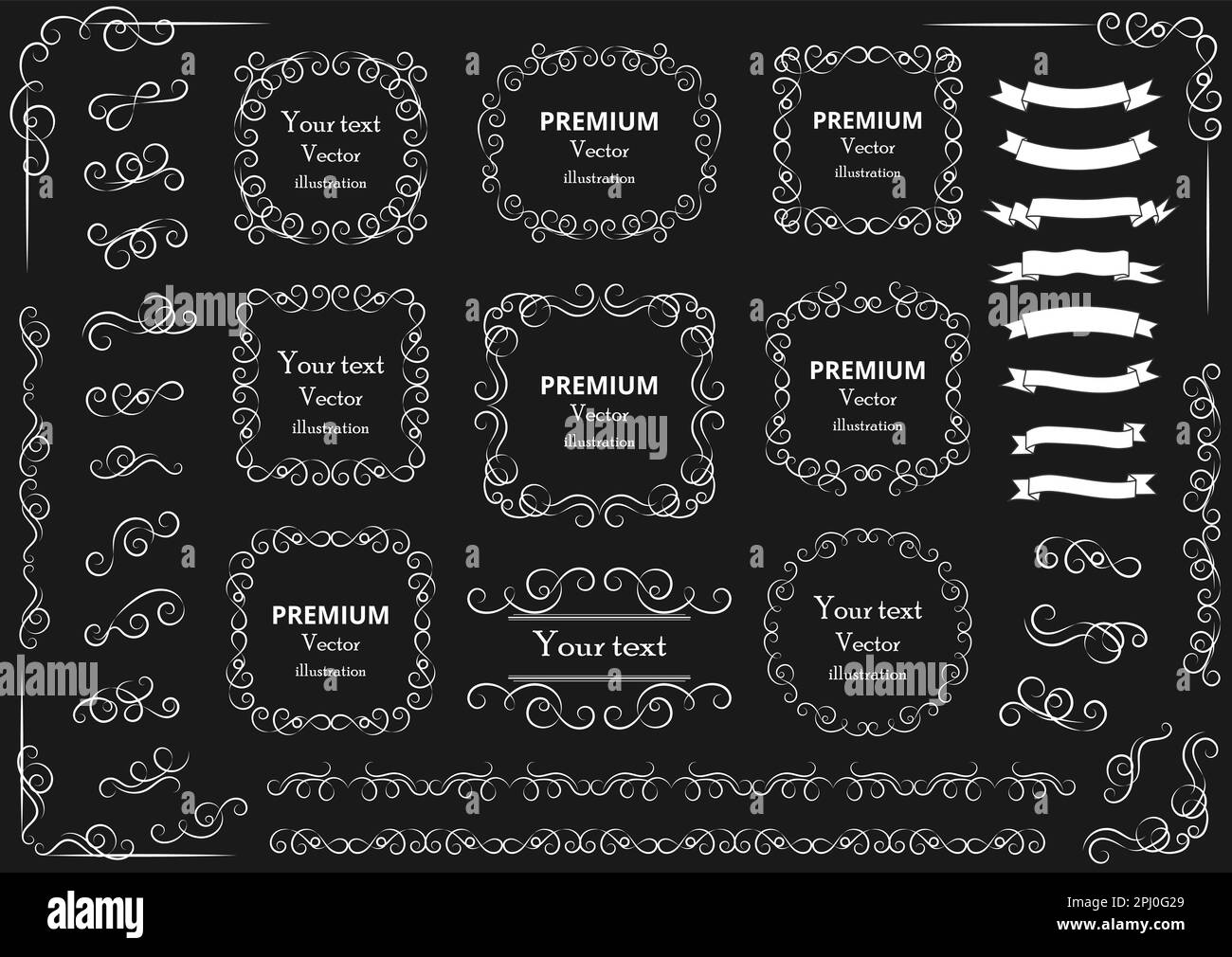 Calligraphic design elements . Decorative swirls or scrolls, vintage ...