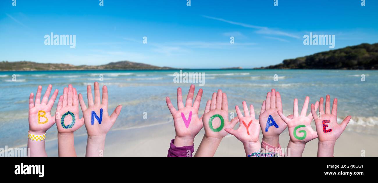 Children Hands Building Bon Voyage Means Good Trip, Ocean And Sea Stock ...
