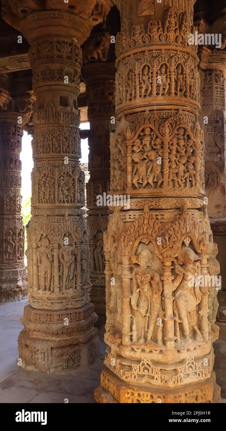 Beautiful Carving Pillars of Sun Temple, Modhera, Surya Temple, Modhera ...