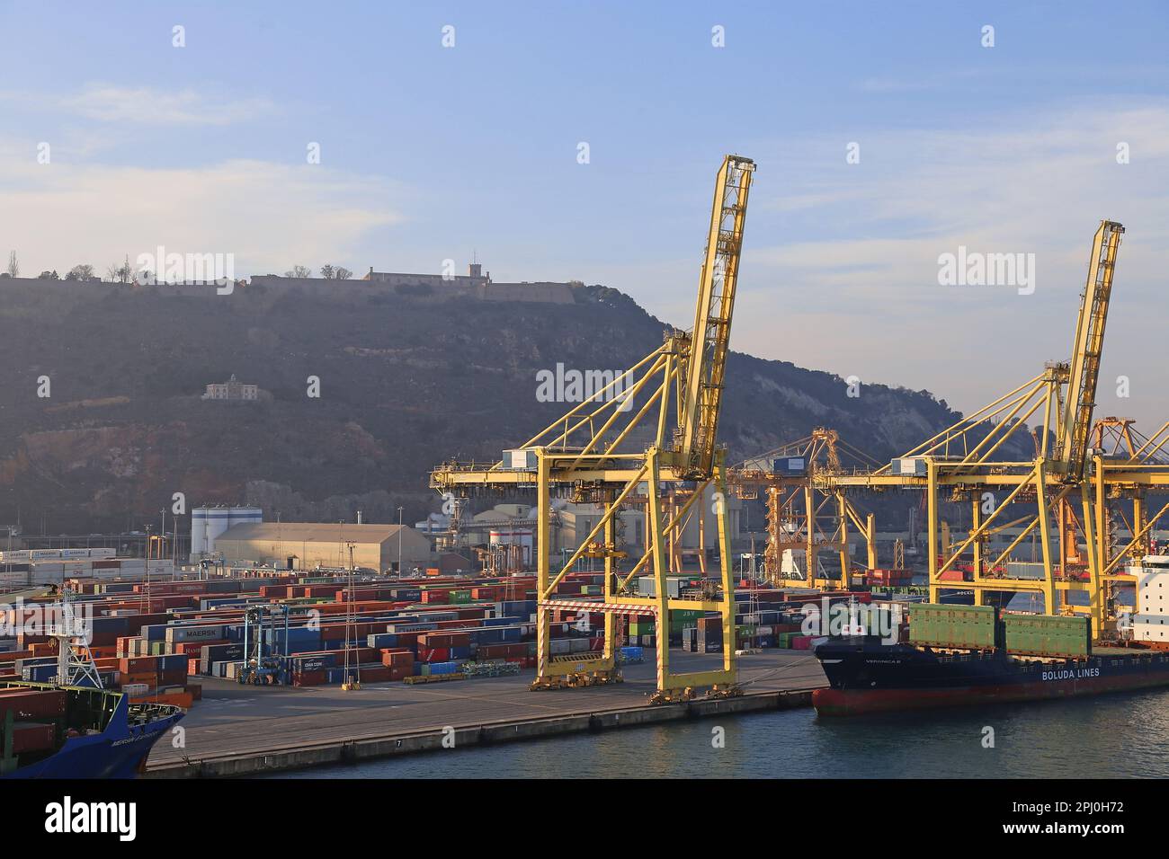 APM Muelle Sur Container Terminal, with Montjuic Castle beyond ...