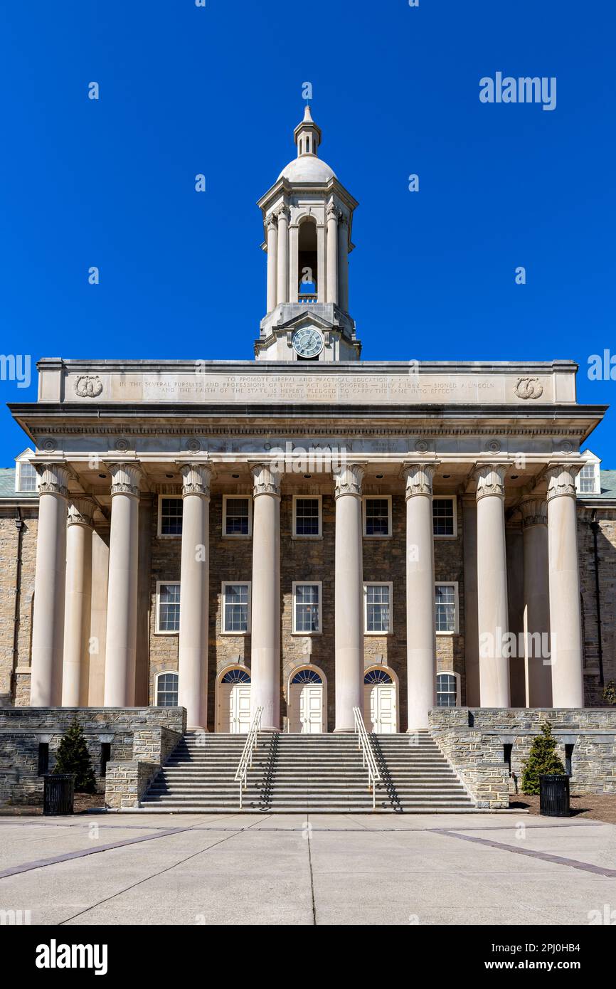 The Old Main building on the campus of Penn State University Stock ...