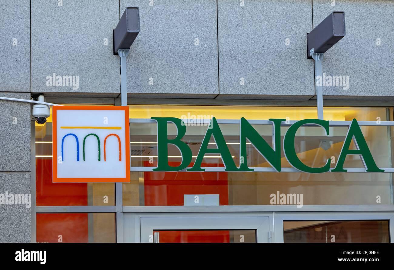 Belgrade, Serbia - February 17, 2023: 3d Sign Logo Italian Banca Bank ...