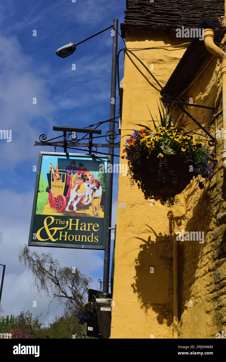 The Hare & Hounds pub at Pickwick, which has historical connections ...