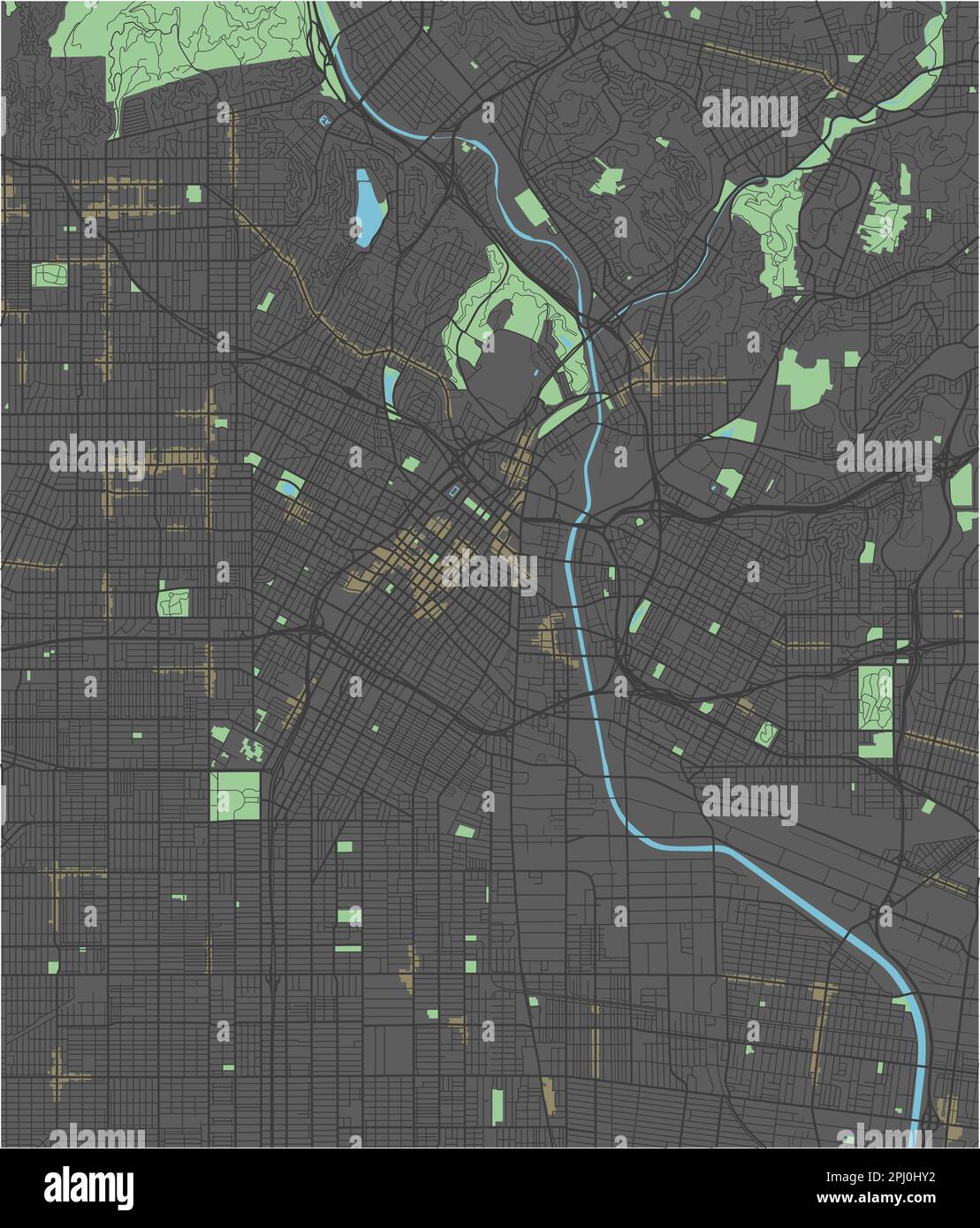 Los Angeles vector map with dark colors Stock Vector Image & Art - Alamy