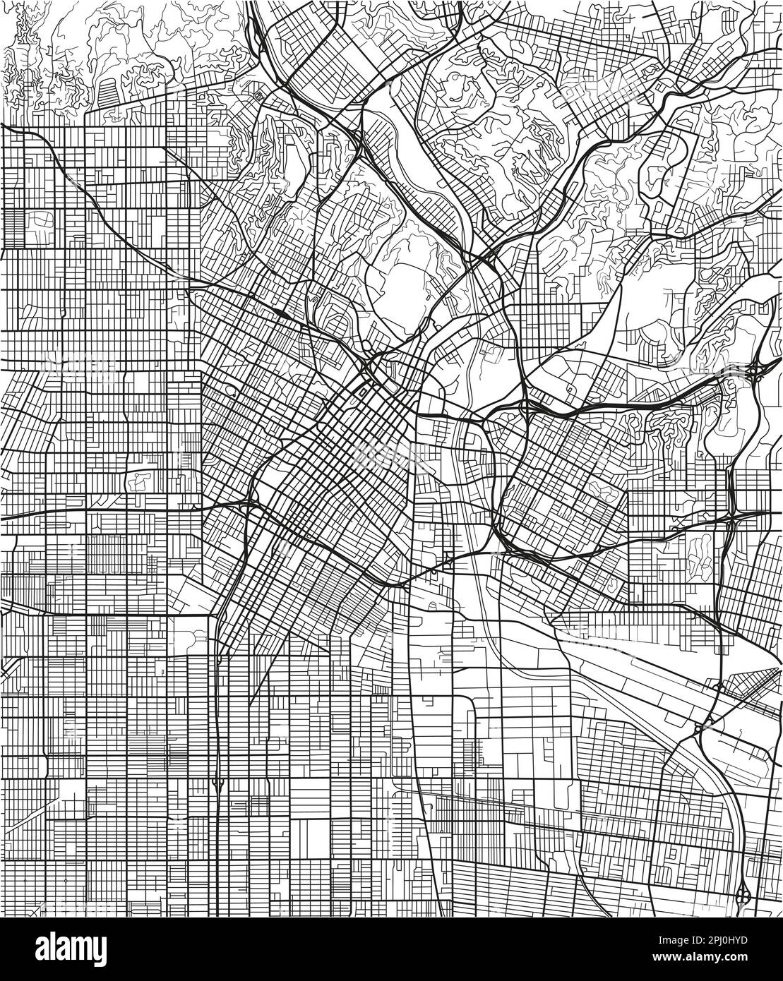 Black and white vector city map of Los Angeles with well organized separated layers Stock Vector ...