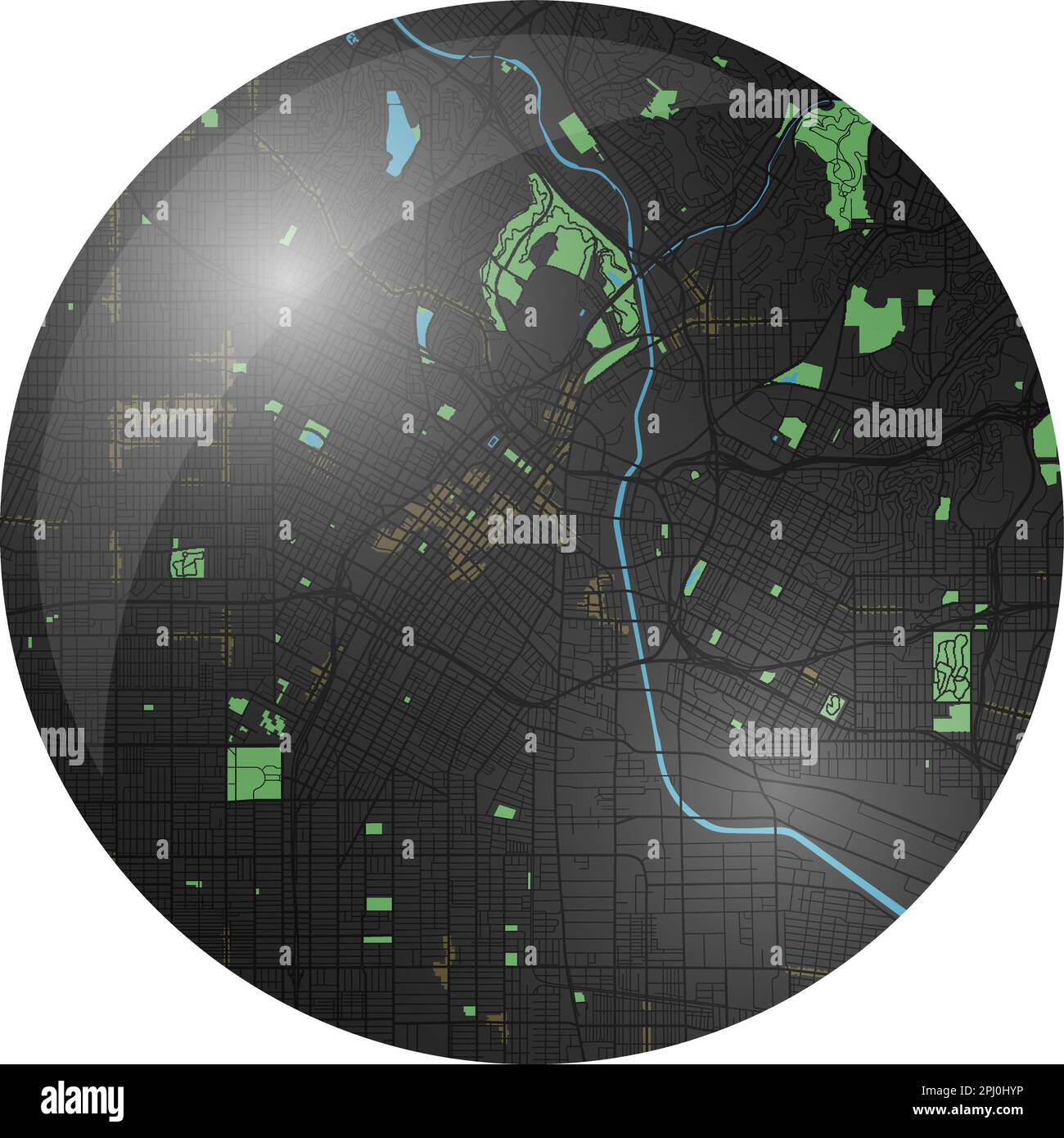 Los Angeles vector map button with dark colors Stock Vector Image & Art ...