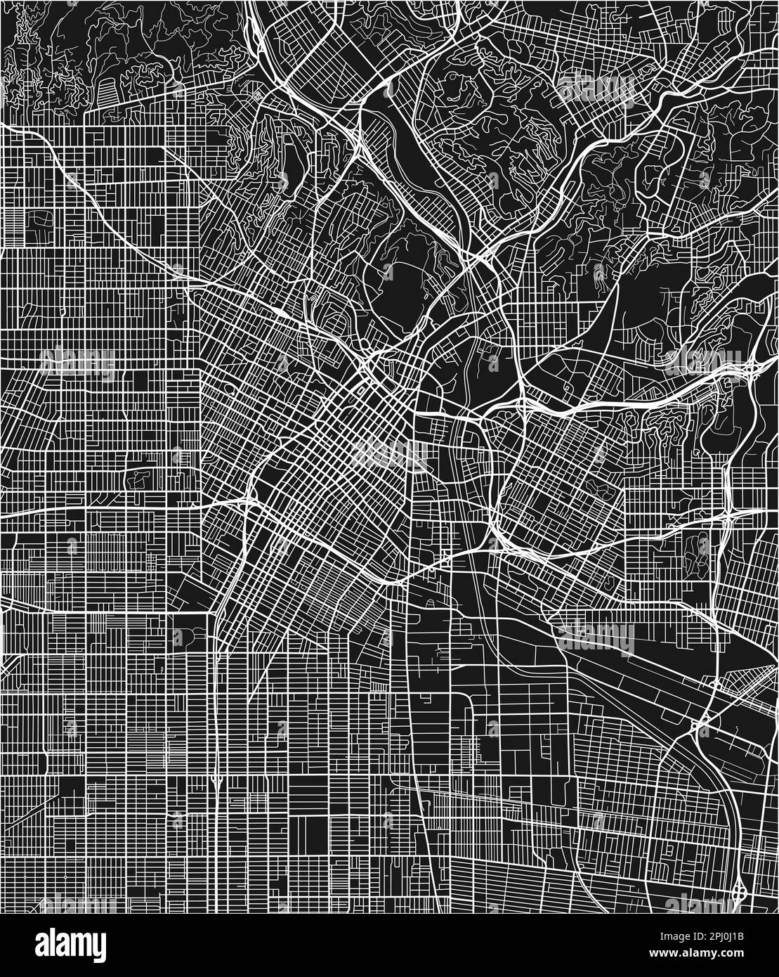 Black and white vector city map of Los Angeles with well organized separated layers Stock Vector ...