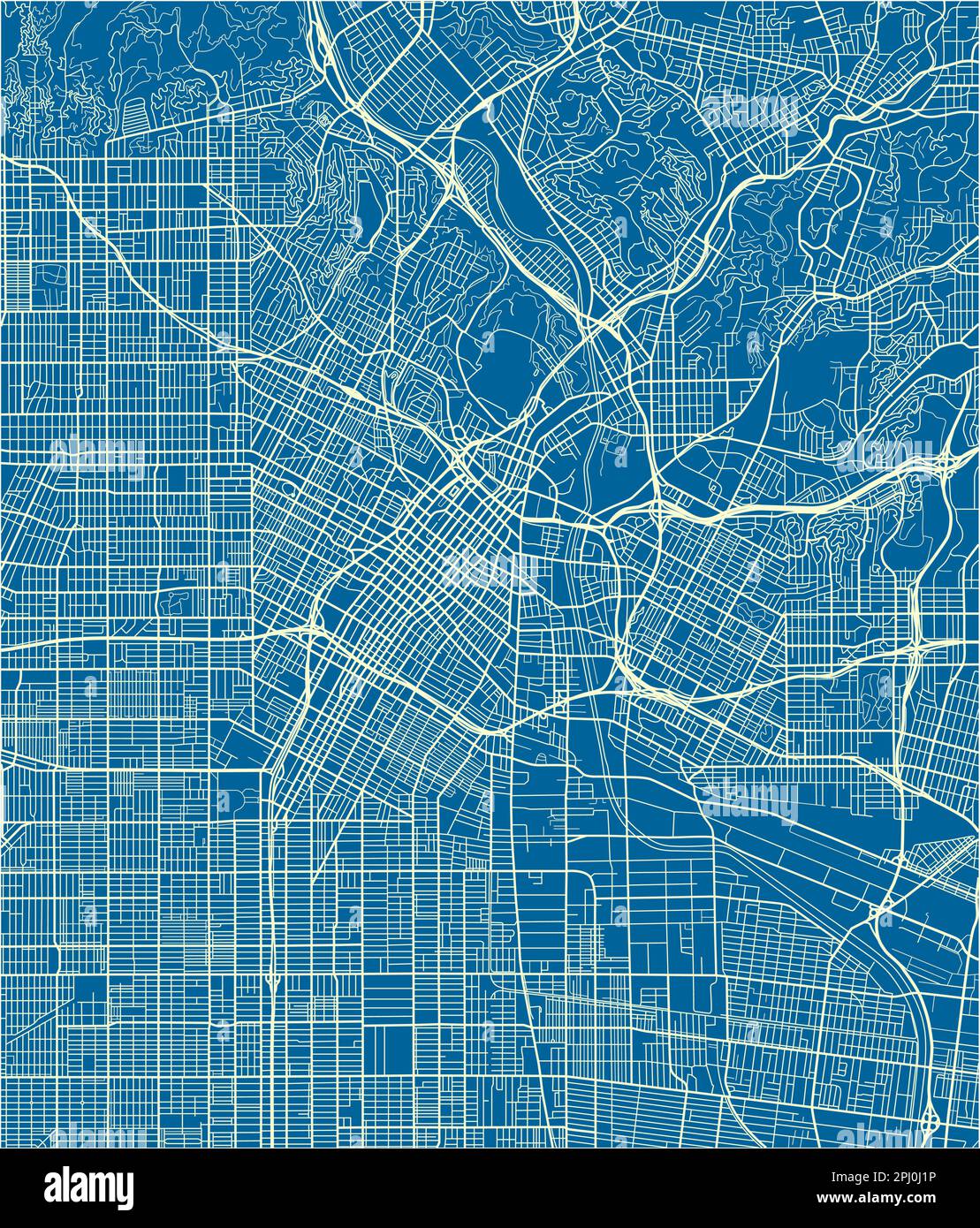 Blue and White vector city map of Los Angeles with well organized separated layers Stock Vector ...