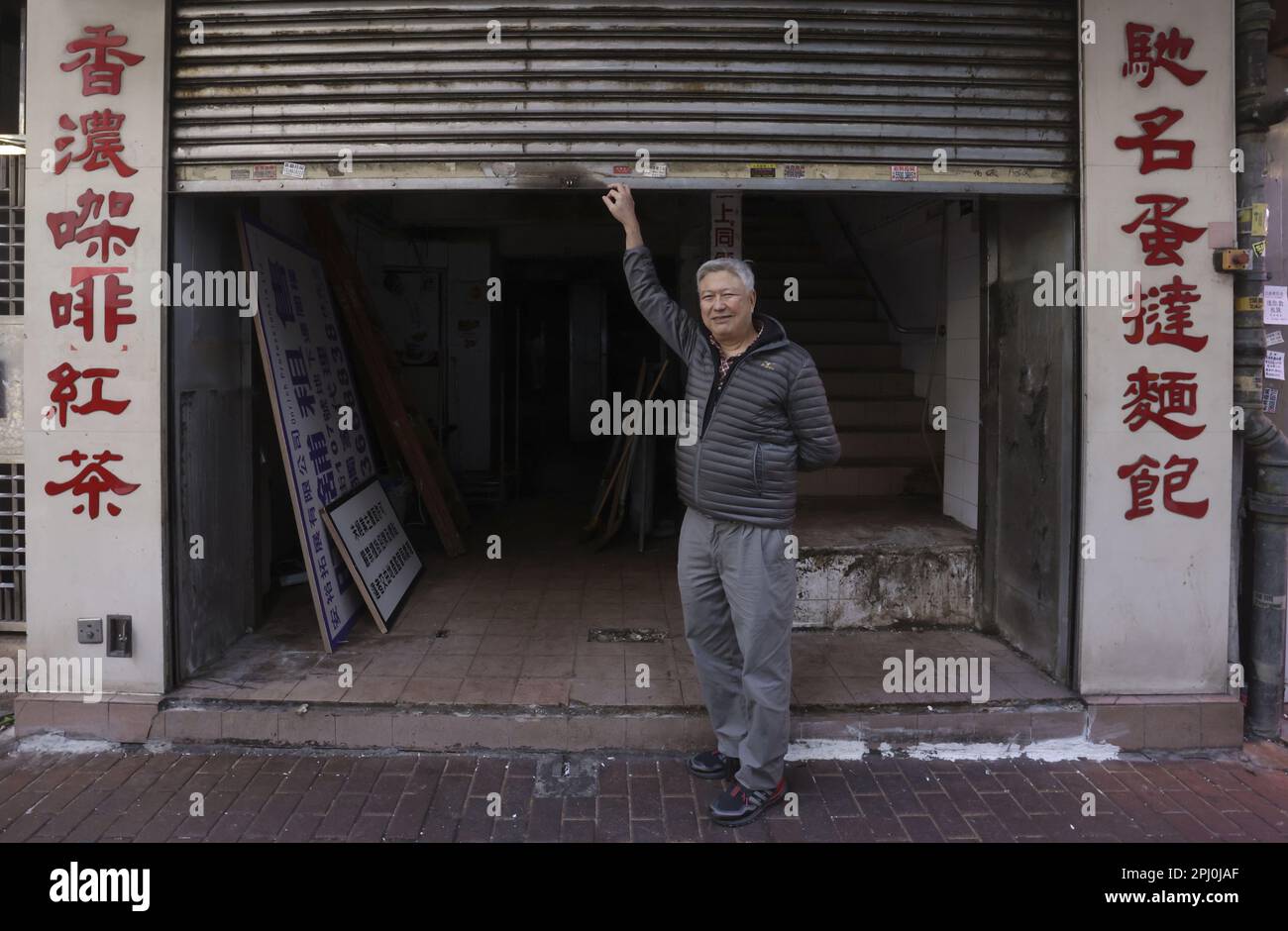 77-year-old Chow Sek-fung, at his closed shop Cheung Heung Yuen Cafe in ...