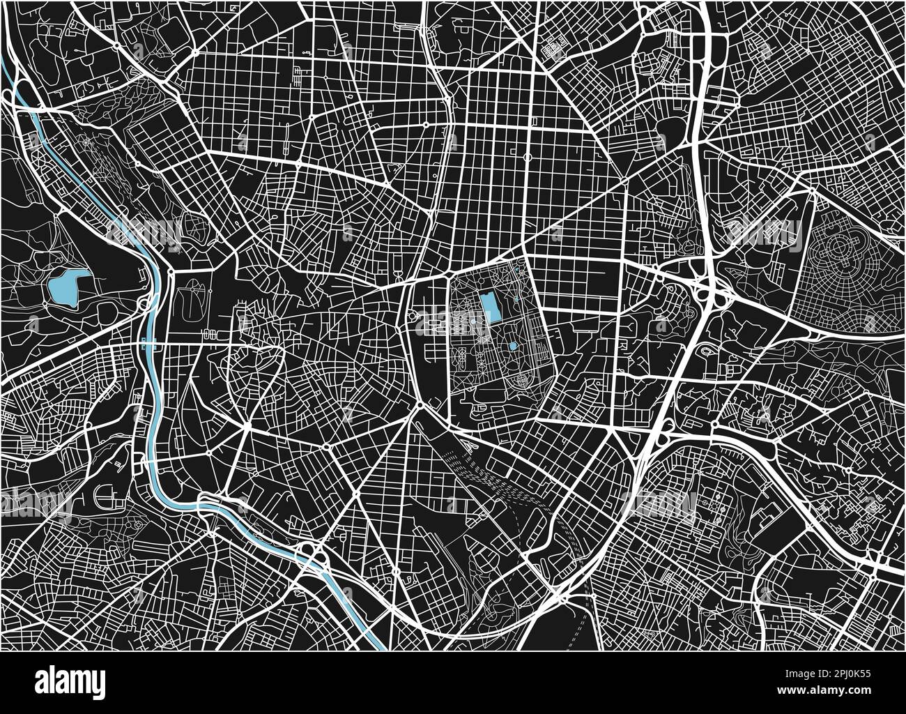 Black and white vector city map of Madrid with well organized separated layers Stock Vector ...