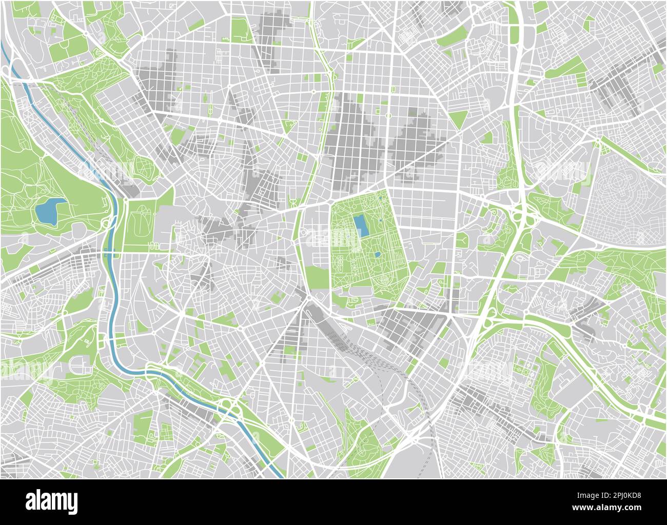 Vector city map of Madrid with well organized separated layers Stock ...
