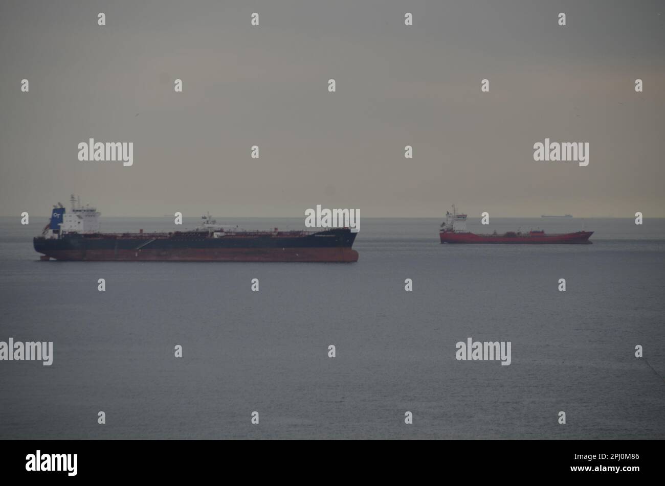 Cargo Ships Anchored on the Beach and Sunshine. Istanbul Turkey Stock ...