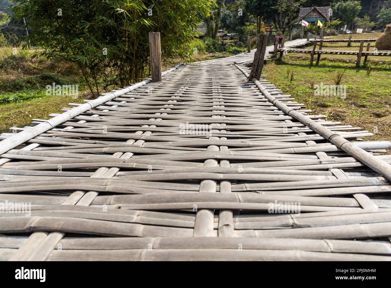 Closeup of Buddha bamboo bridge or Boon Ko Ku So stretches 800 meter ...