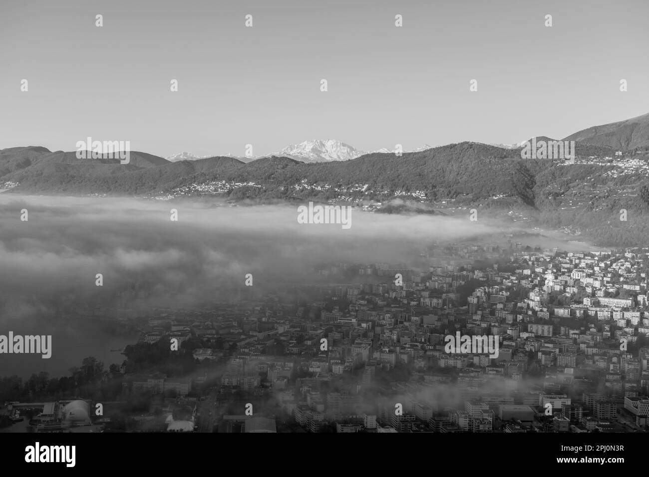 Switzerland lugano city ticino snow Black and White Stock Photos ...