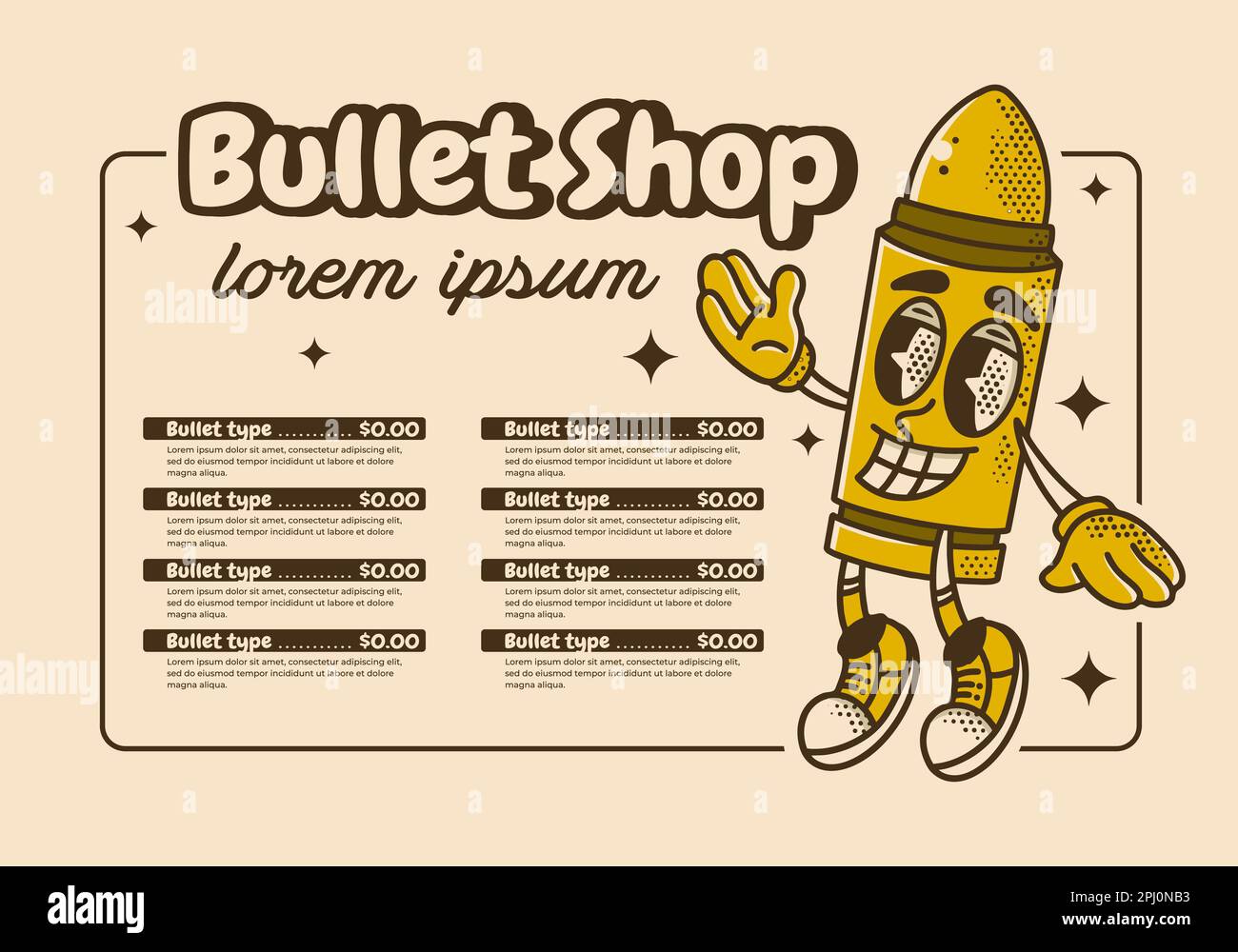 Vintage Flyer menu design for a bullets shop Stock Vector Image & Art ...
