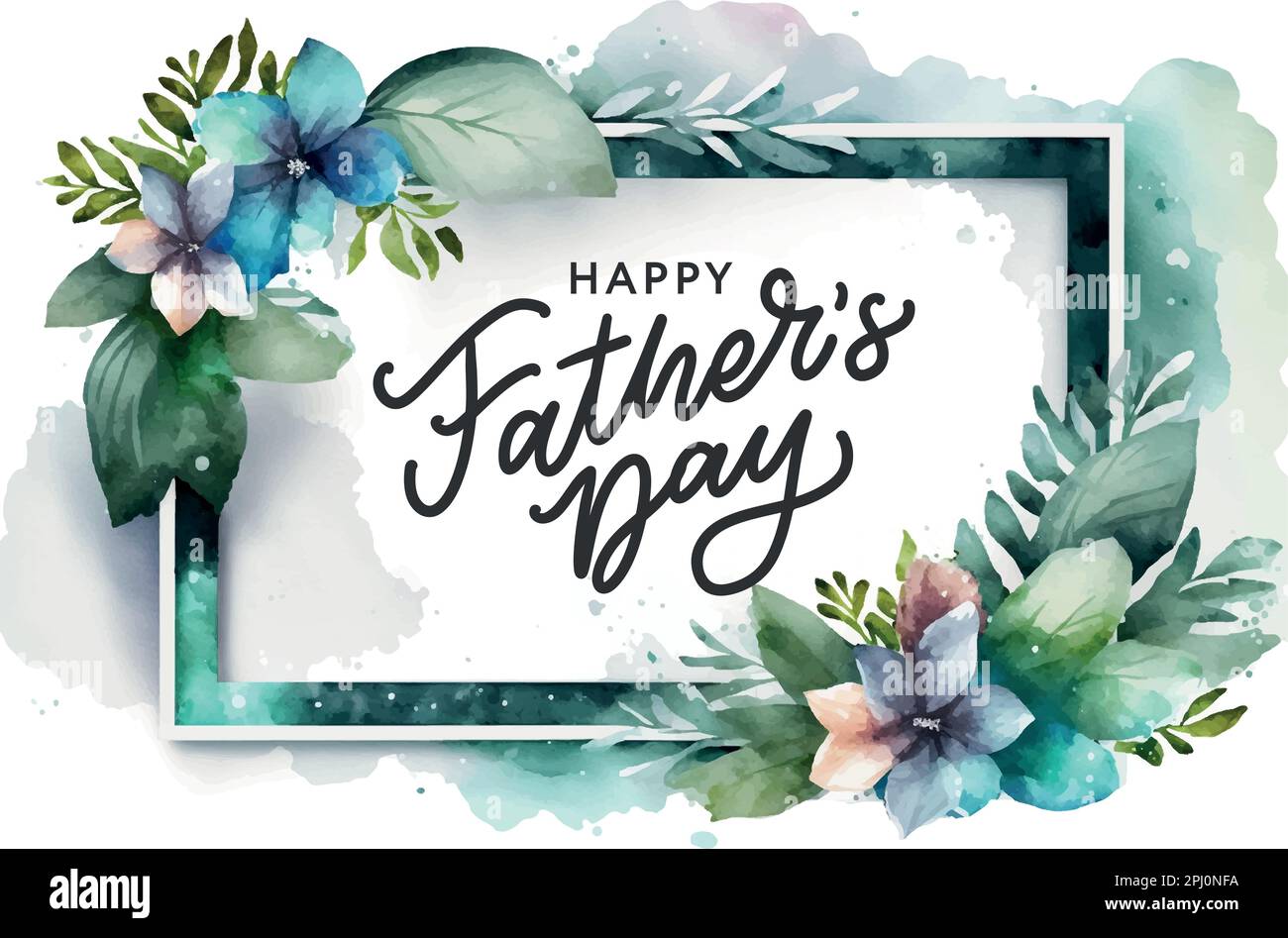 Happy Father's Day in watercolor frame design Vector background for ...