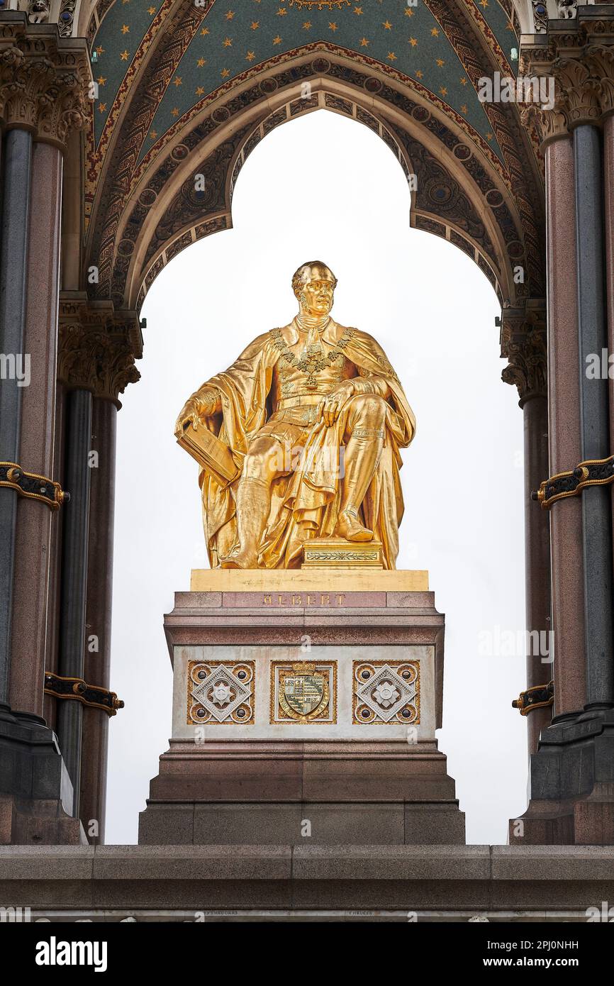 Gilded statue of Prince Albert, husband of Queen Victoria, Hyde Park ...