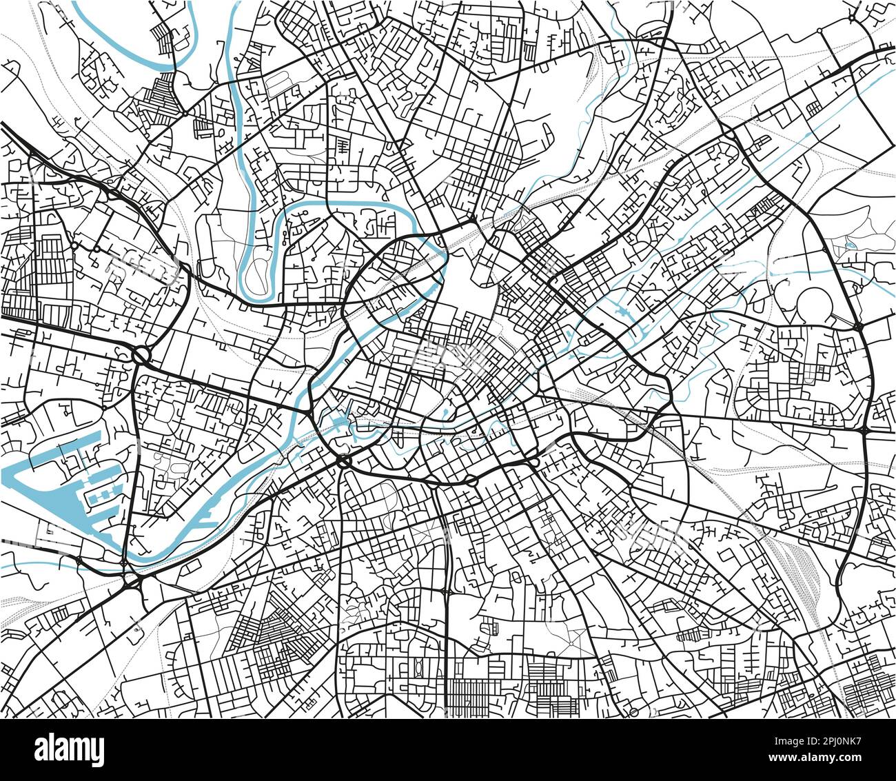 Black and white vector city map of Manchester with well organized separated layers Stock Vector ...