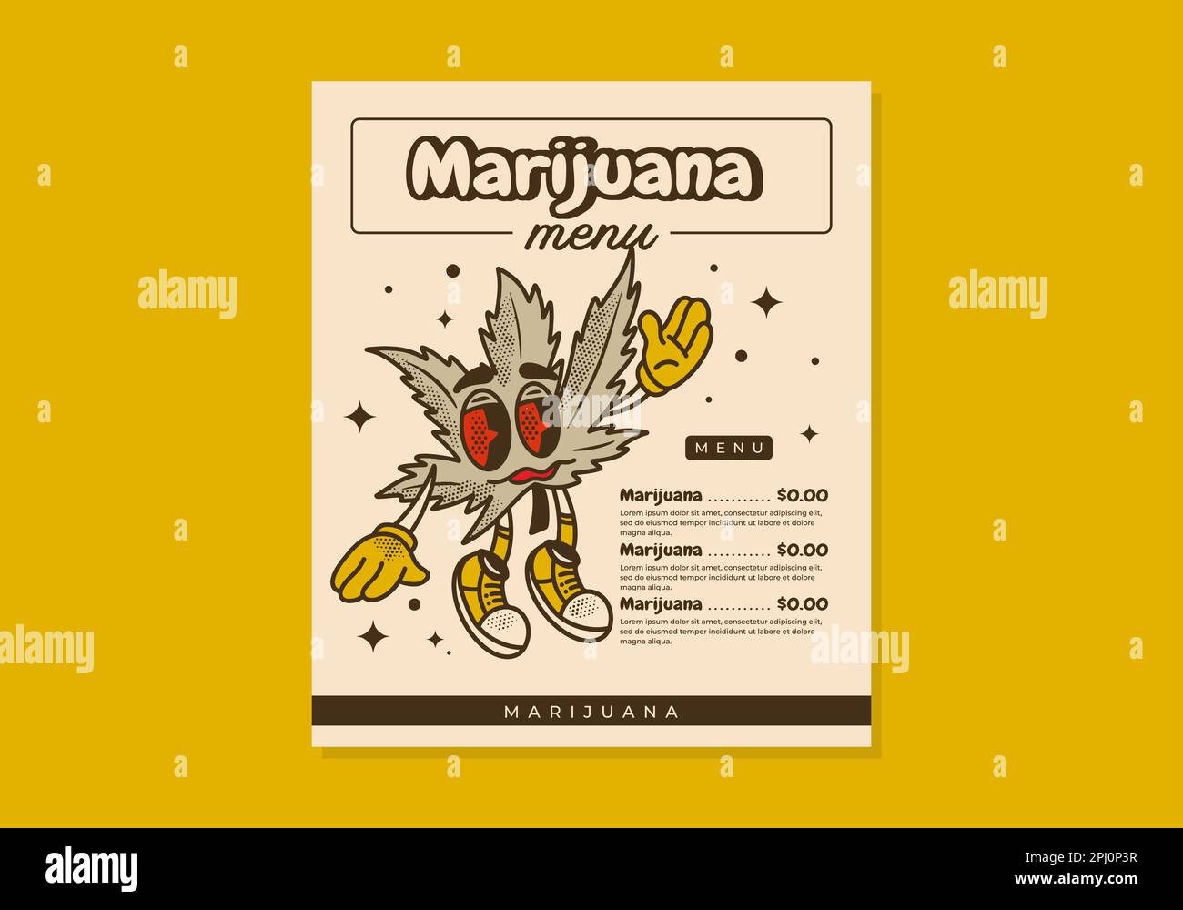 Vintage Flyer menu design for a marijuana shop Stock Vector Image & Art ...