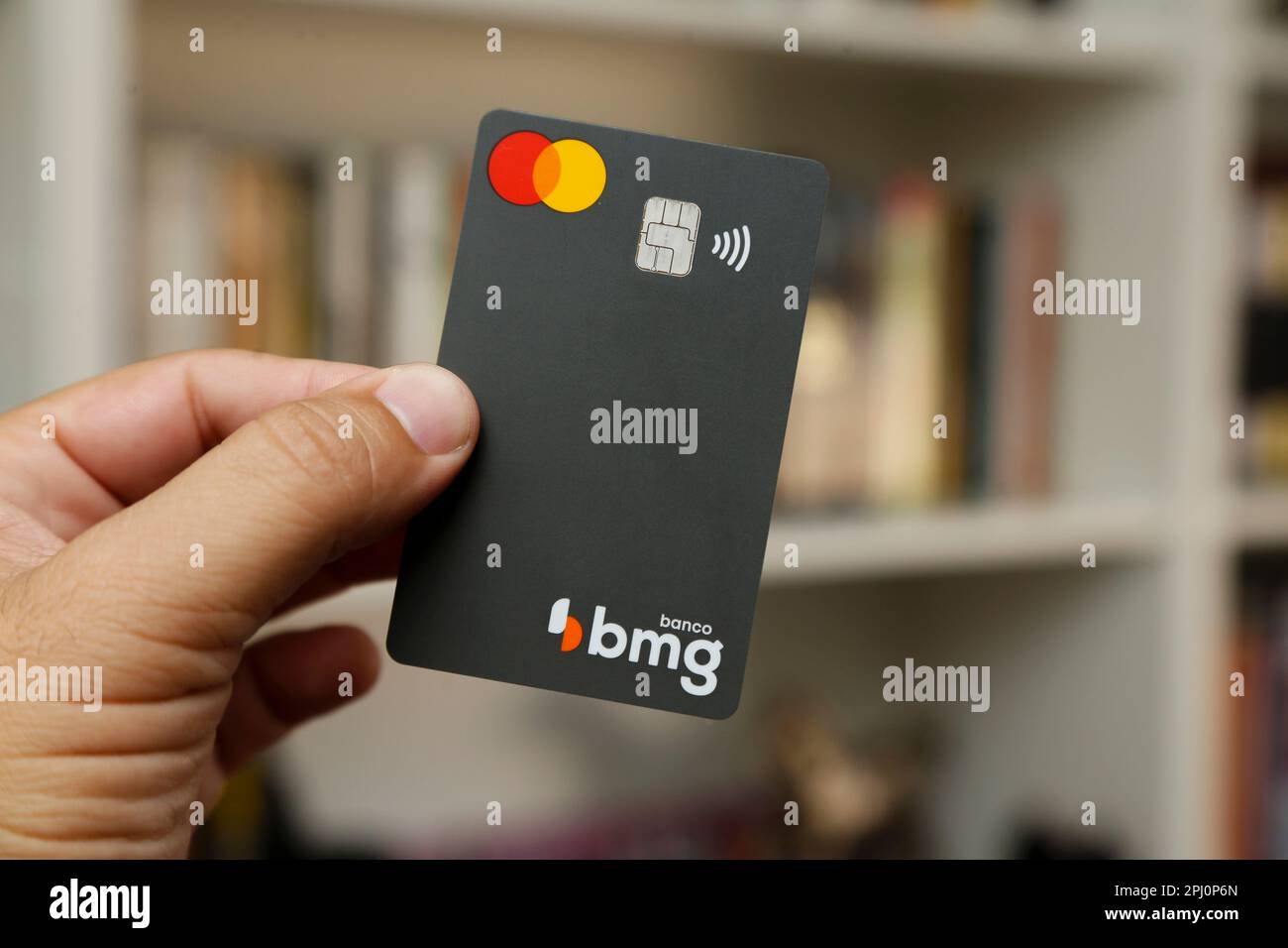 Minas Gerais, Brazil - March 22, 2023: BMG bank Mastercard logo credit ...